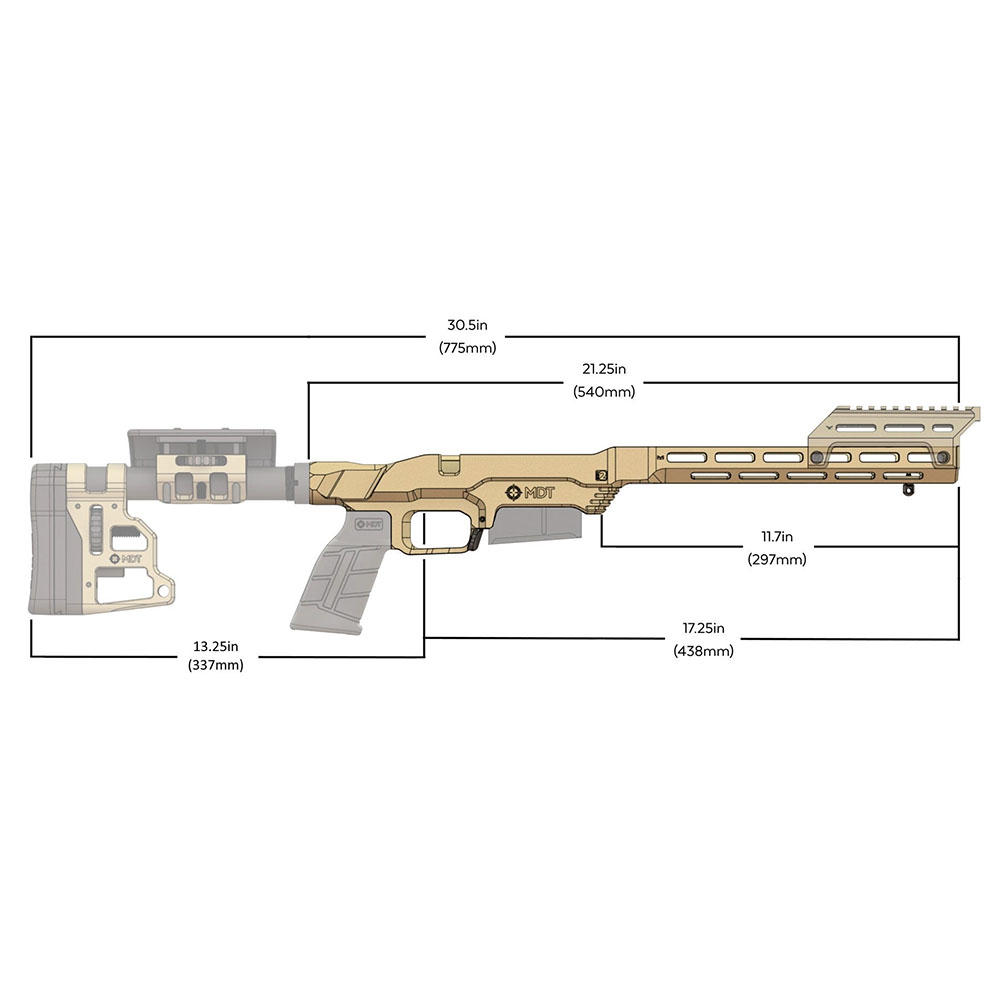 MDT LSS-XL Gen 2 Carbine Stock Chassis System Tikka T3, T3x SA RH FDE ...